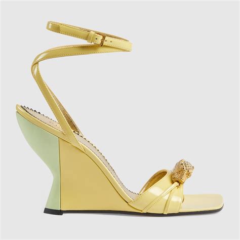 Womens High Heel Sandal With Hardware In Yellow Patent Leather Gucci® Za
