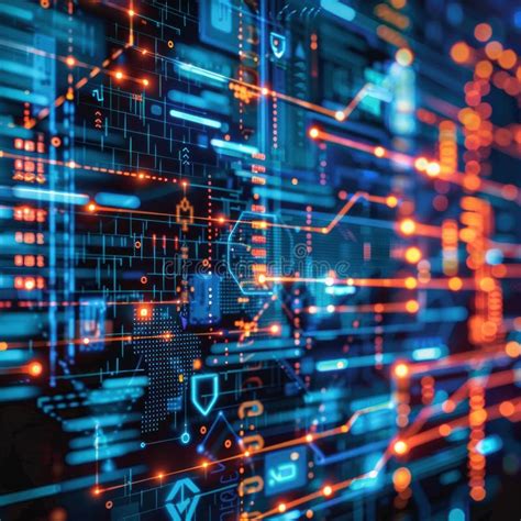 Abstract Representation Of A Digital Circuit Board With Glowing Connections And Complex Pathways