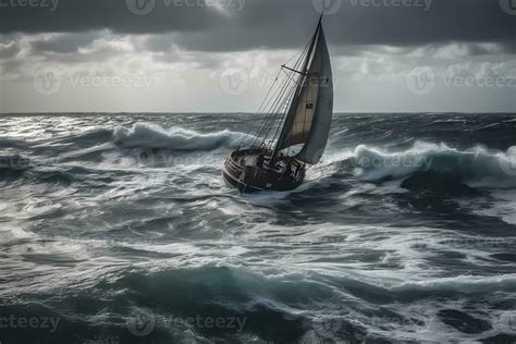 Sailing Boat At Sea Neural Network AI Generated Stock Photo At Vecteezy