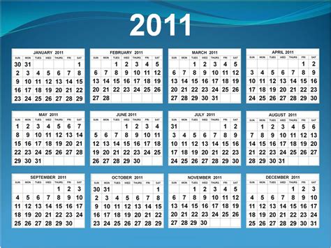 2011 Calendar Printable By Month
