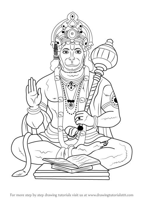 Learn How To Draw Lord Hanuman Hinduism Step By Step Drawing Tutorials