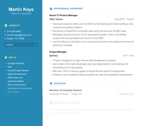 Product Manager Resume Example And Advice From HR Pros