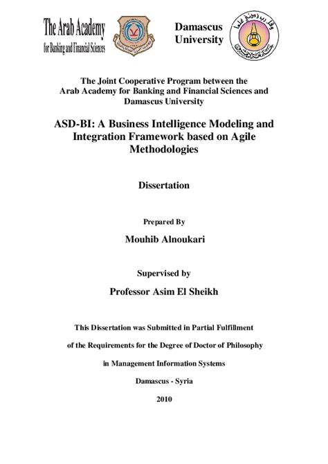Pdf Asd Bi A Business Intelligence Modeling And Integration Framework