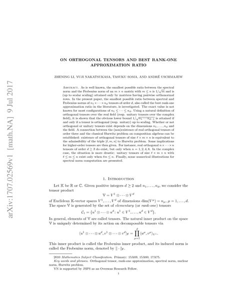 On Orthogonal Tensors And Best Rank One Approximation Ratio Deepai