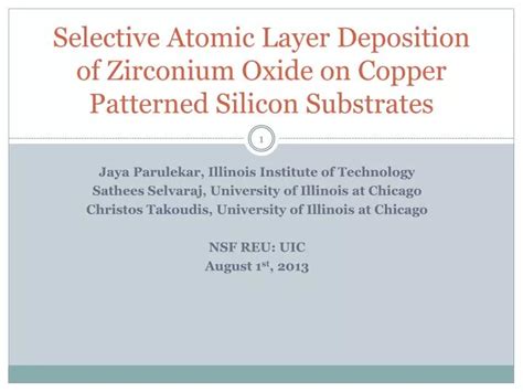 Ppt Selective Atomic Layer Deposition Of Zirconium Oxide On Copper Patterned Silicon