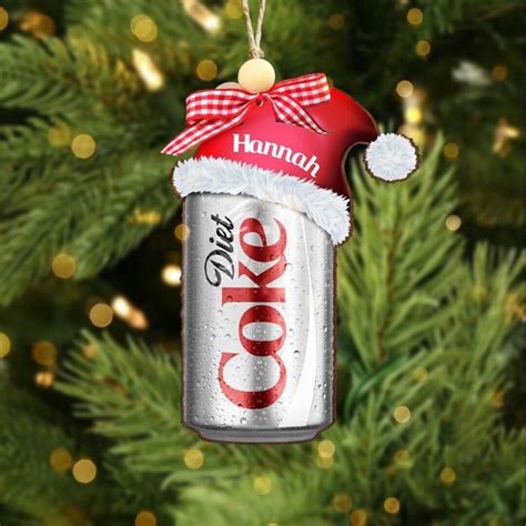 Personalized Diet Coke Ornament 2d Flat Custom Coca Cola Diet Coke Coke Zero Can With Santa