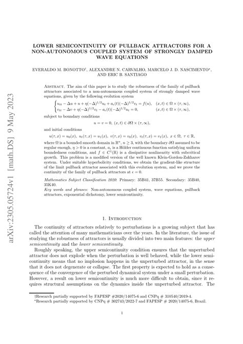 Pdf Lower Semicontinuity Of Pullback Attractors For A Non Autonomous Coupled System Of