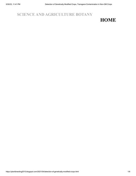 Solution Detection Of Genetically Modified Crops Transgene Contamination In Non Gm Crops