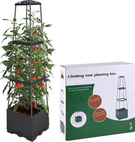 Hutuzldz Tomato Planter With Trellis Raised Garden Bed With Trellis