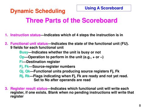 Ppt A8 Dynamic Scheduling With A Scoreboard Powerpoint Presentation
