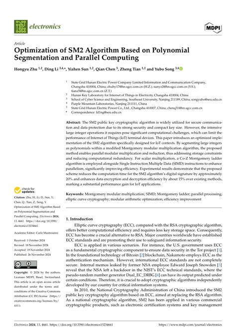 Pdf Optimization Of Sm2 Algorithm Based On Polynomial Segmentation