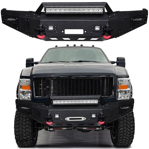Vijay 2008 2010 F250f350 Front Bumper With Led Lights Winch Plate D