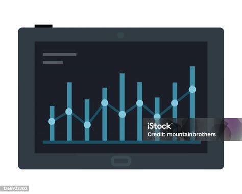 디지털 그래프 및 차트 의 형태로 표시되는 통계 데이터가 있는 플랫 태블릿 벡터 아이콘입니다 0명에 대한 스톡 벡터 아트 및 기타 이미지 Istock