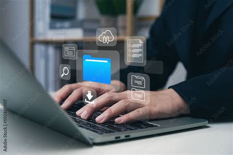 Document Folder Management System Dms Concept Businessman Using Laptop