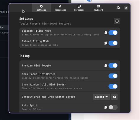Feat Fully Disable Tabbedstacked Tiling When Using Dragdrop · Issue 274 · Forge Extforge
