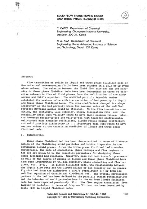 Pdf Solid Flow Transition In Liquid And Three Phase Fluidized Beds