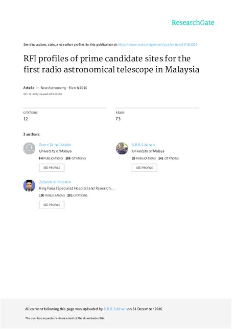 Pdf Rfi Profiles Of Prime Candidate Sites For The First Radio