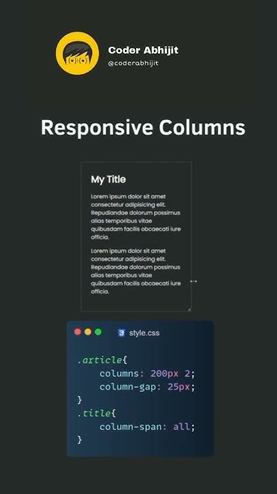 Html And Css Responsive Columns Shots Responsive Columns Css Viralshorts Trendingshorts