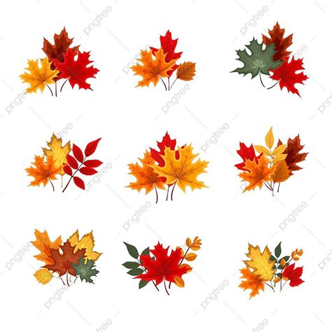 가을 떨어지는 나뭇잎 아이콘 모음 세트 흰색 배경에 고립 목적 떨어지는 디자인 Png 일러스트 및 벡터 에 대한 무료 다운로드 Pngtree