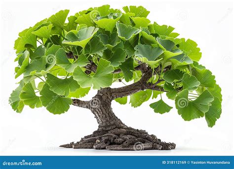 Ginkgo Tree With Unique Fanshaped Leaves Isolated On White Background Suitable For Dicut Png