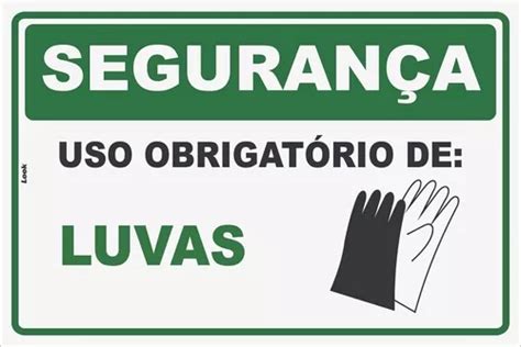 Placa Sinalização Uso Obrigatório Luvas Segurança Kit C10 Frete Grátis