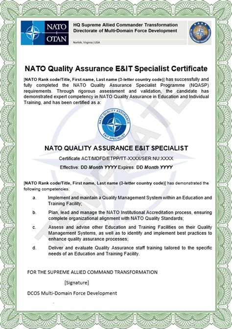 Nato Quality Assurance Specialist Programme Nqasp Strengthening Expertise In The Nato Qa