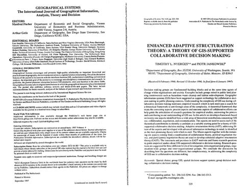 Pdf Enhanced Adaptive Structuration Theory A Theory Of Gis Supported