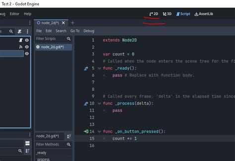 how to click button count up in godot
