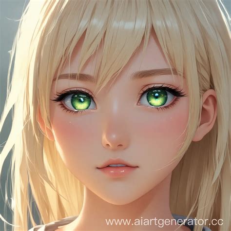 Anime Girl With Light Hair And Green Eyes Ai Art Generator