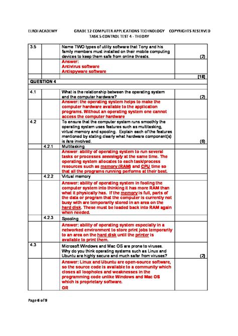 2021 Graad 12 Computer Applications Technology Task 5 Control Test 4