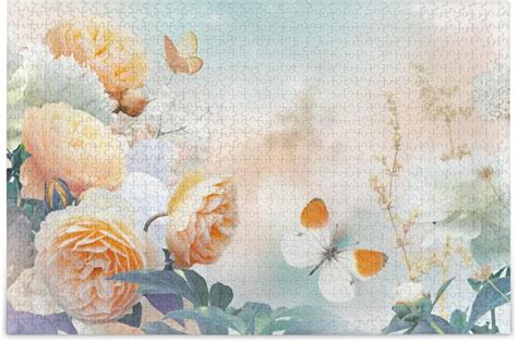 Wellsay Beautiful Roses Peonies Butterfly Jigsaw Puzzles For Adults 500