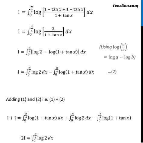 ex 7 11 8 evaluate integral log 1 tan x dx chapter 7 class 12
