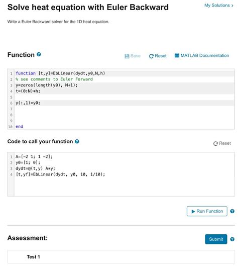 Solved Solve Heat Equation With Euler Backward My Solutions