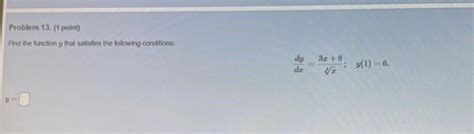 Solved Problem Point Find The Function Y That Chegg Com