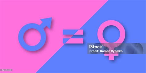 파란색과 분홍색 배경에 남성과 여성의 성별 표시 벡터 종이 컷 일러스트레이션 남성 또는 소년과 여성 또는 소녀 간의 관계 양성