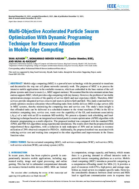 Pdf Multi Objective Accelerated Particle Swarm Optimization With