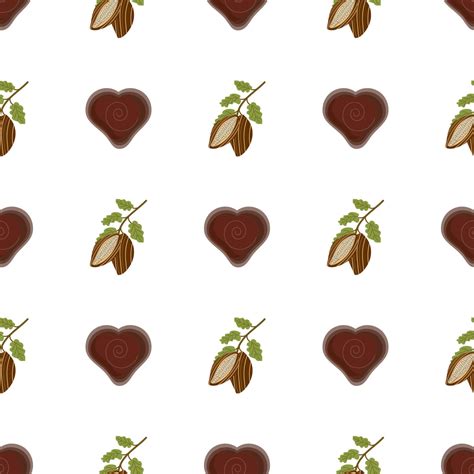 Pattern Of Heart Candy And Cocoa Bean Vector Image For Use In Packaging Or Textile Design