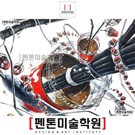 기초디자인 일회용 투명 플라스틱 컵 빨대 레드반 커피 펜톤쌤들💓 피 미대입시 입시미술생 미술학원 그림