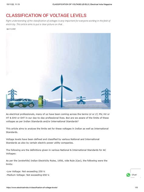 Classification Of Voltage Levels Pdf High Voltage Alternating Current