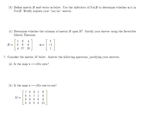 Solved B Define Matrix B And Vector U Below Use The