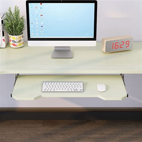V3vogue Computer Desk Keyboard Tray Shelf Under Desk Sliding Wooden Desk Extender Tray 54 60