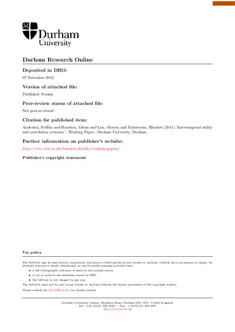 Pdf Intertemporal Utility And Correlation Aversion Steffen Andersen