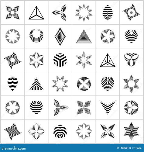 Striped Design Elements Abstract Geometric Icons Stock Vector