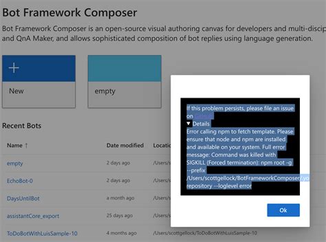 Error Dialog Clips Error Message Text · Issue 6727 · Microsoftbotframework Composer · Github