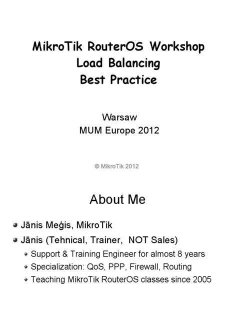 Load Balancing Workshop Mikrotik Rb Pdf Load Balancing Computing