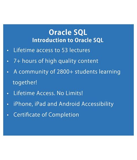 Oracle SQL Introduction To Oracle SQL E Certificate Course Online