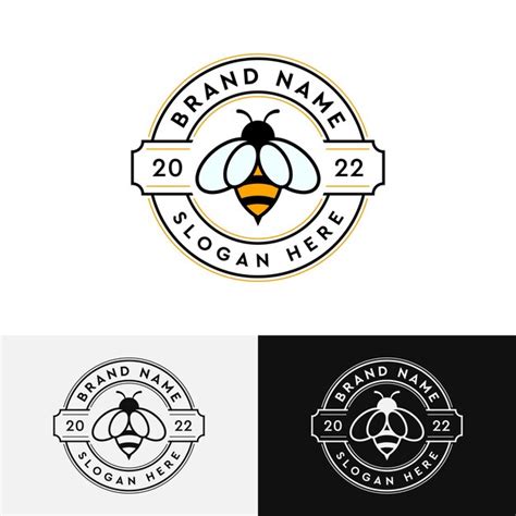 꿀벌 벡터 원형 배지 로고 템플릿 프리미엄 벡터