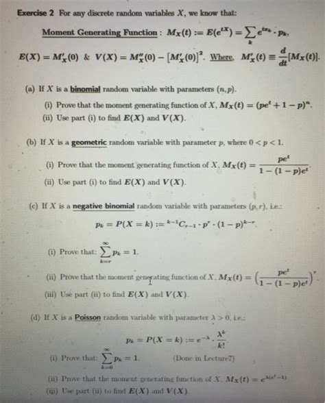 Solved Exercise For Any Discrete Random Variables X We Chegg