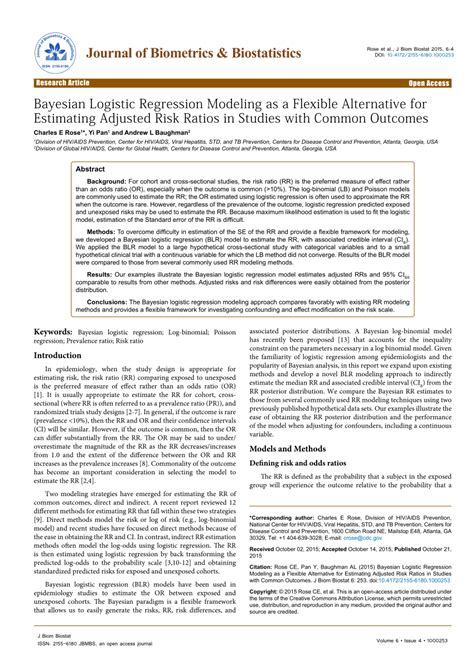 Pdf Bayesian Logistic Regression Modeling As A Flexible Alternative
