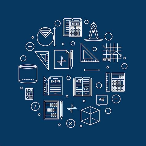 Premium Vector Basic Math Vector Outline Cirlce Shaped Banner Mathematics Round Illustration